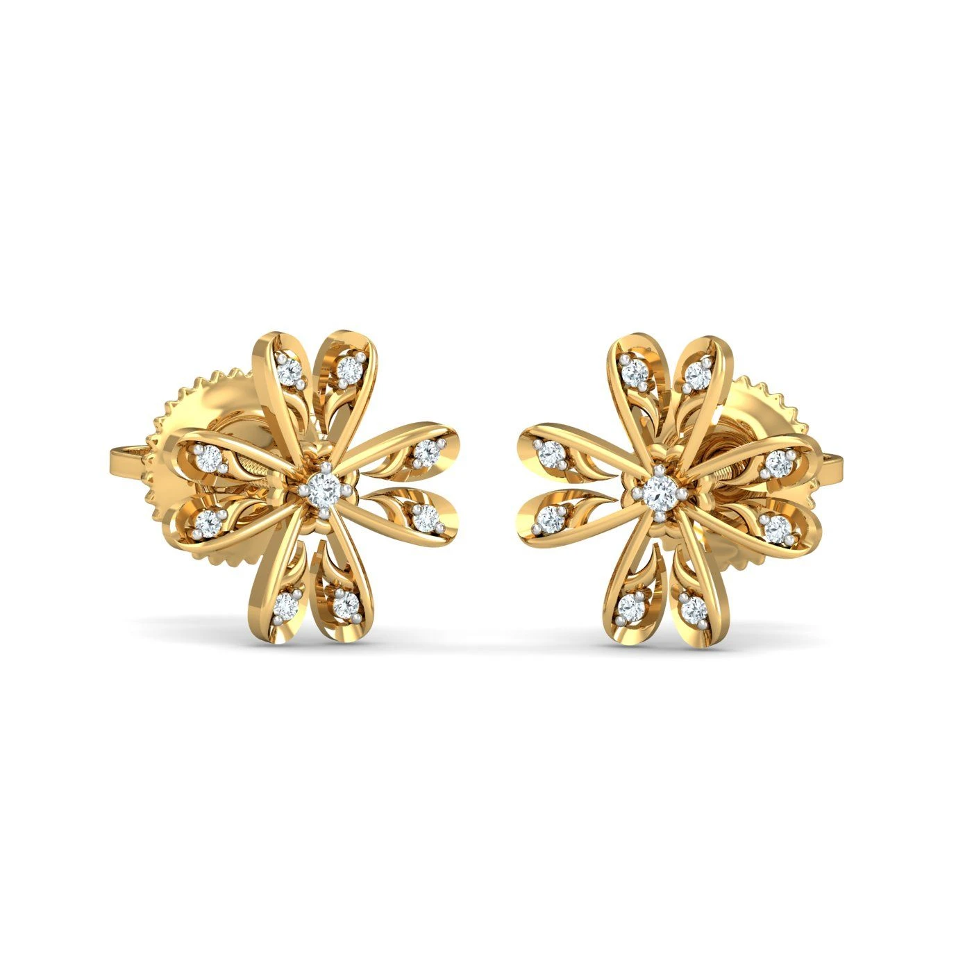 Yellow Gold Flora Stud Earrings