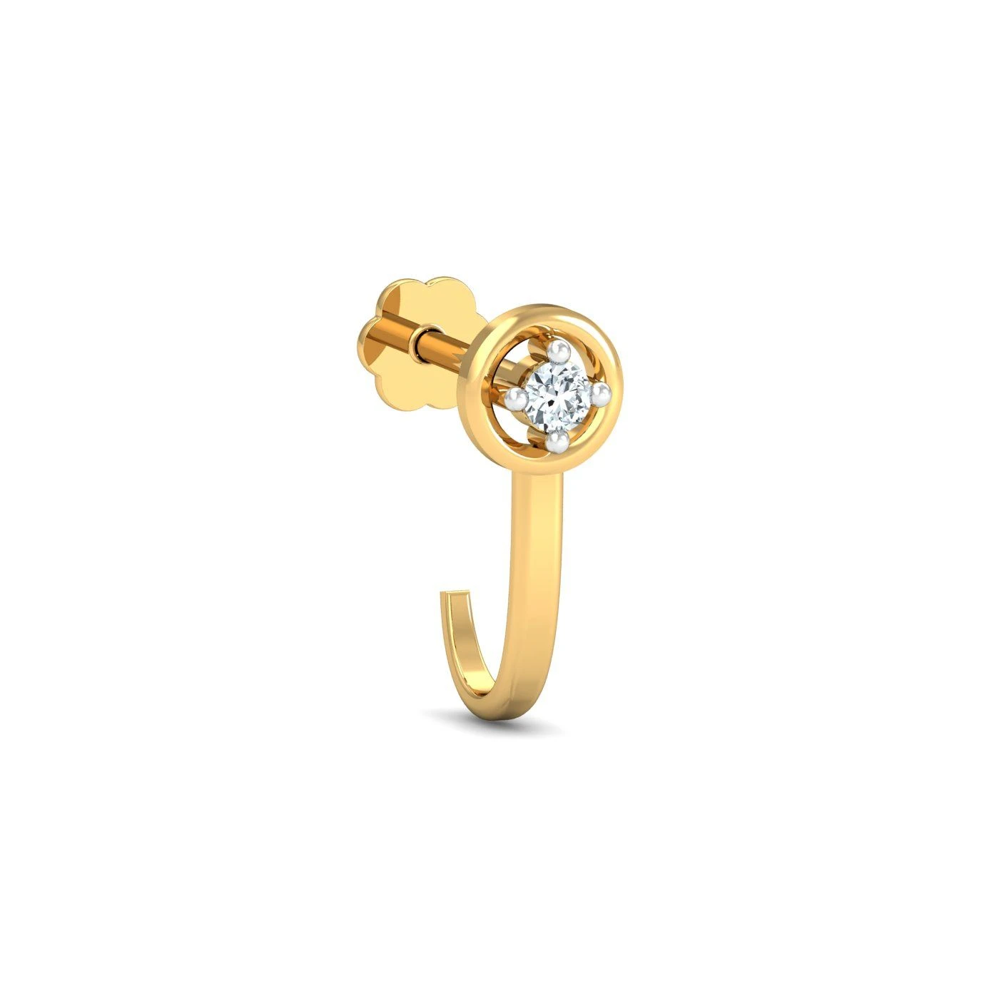 18KT Gold Diamond J Nose Stud