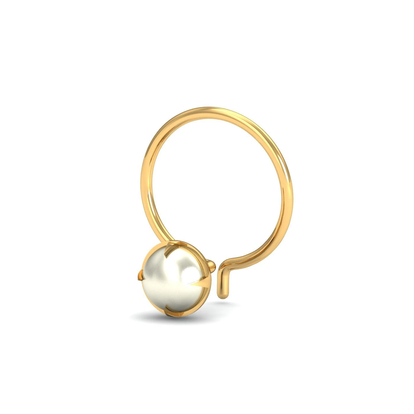Nek | Yellow Gold Ashen 4 mm Round Pearl Nose Pin