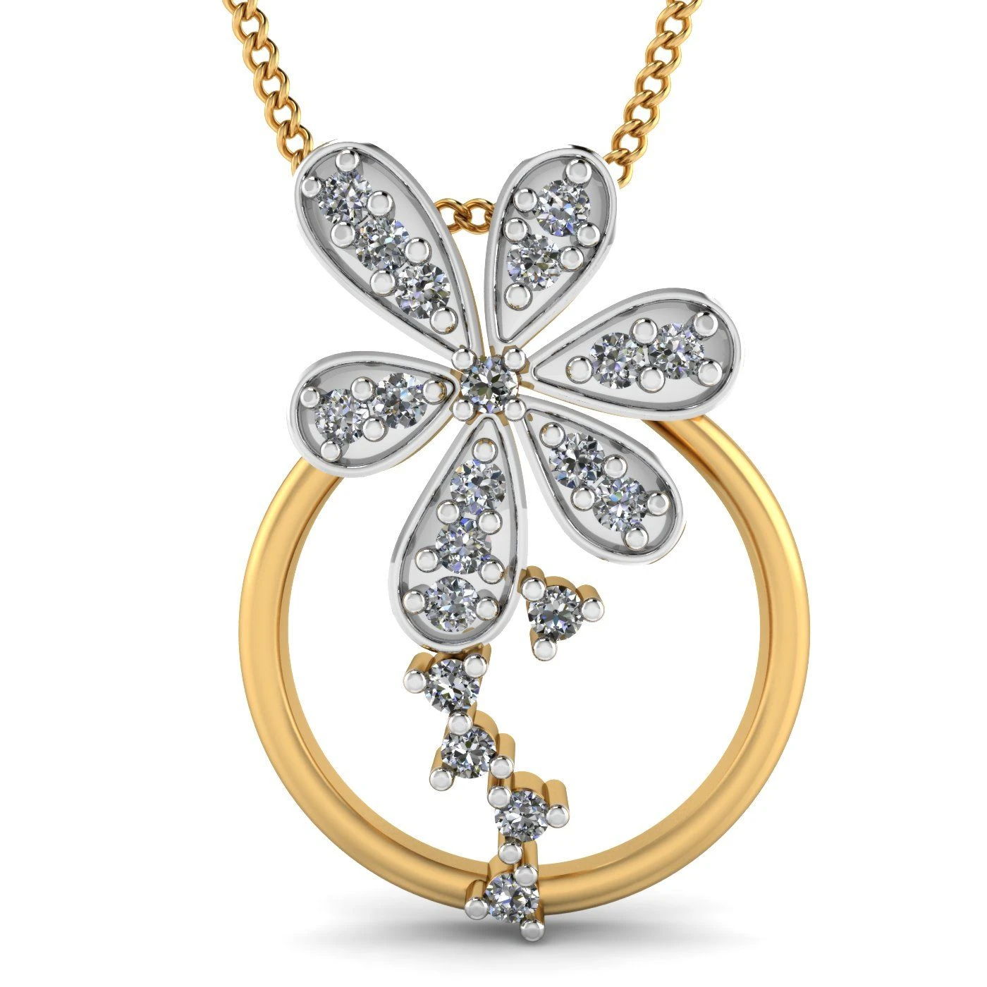 Yellow Gold Flower Sparkle Pendant