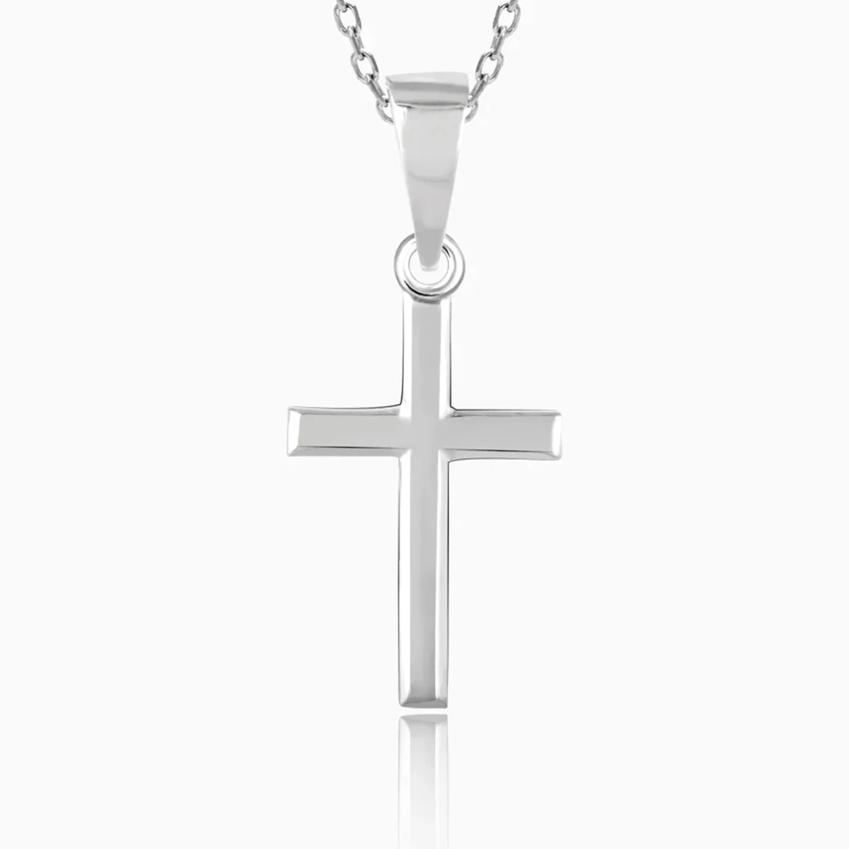 Silver Blessed Holy Cross Pendant With Link Chain