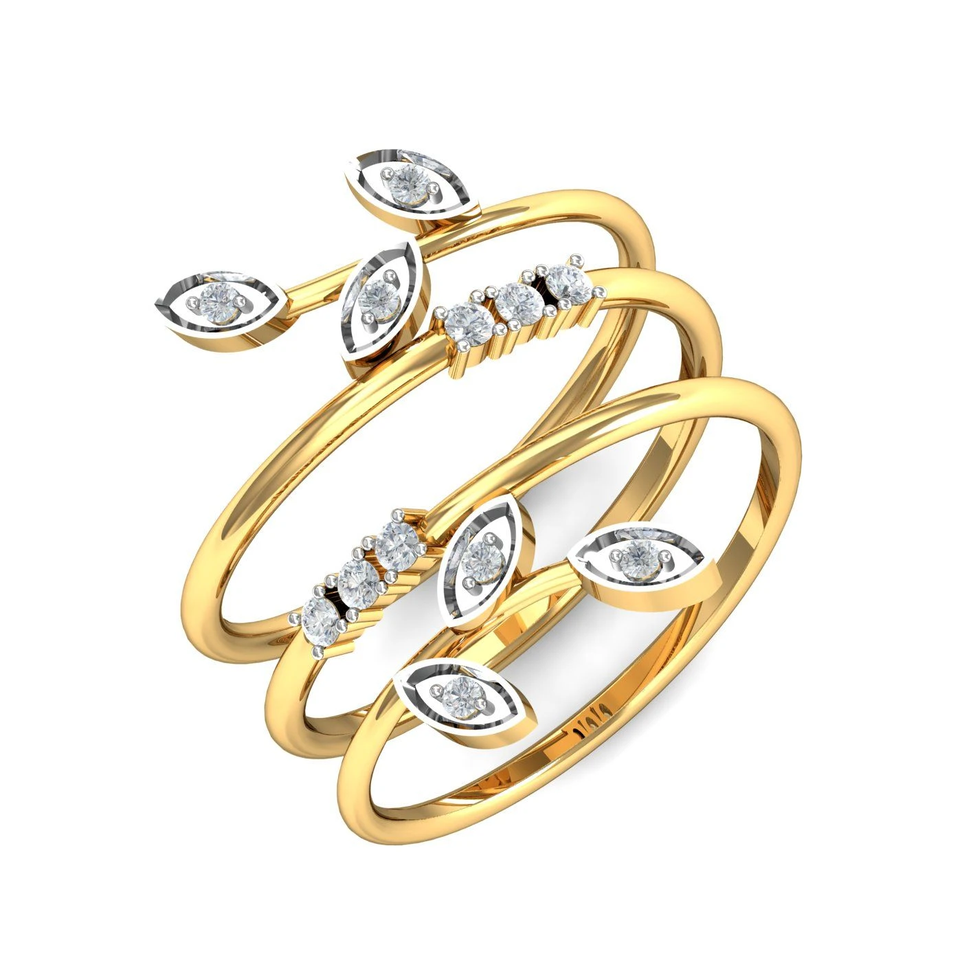 Nek | Yellow Gold Leafy Spiral Ring