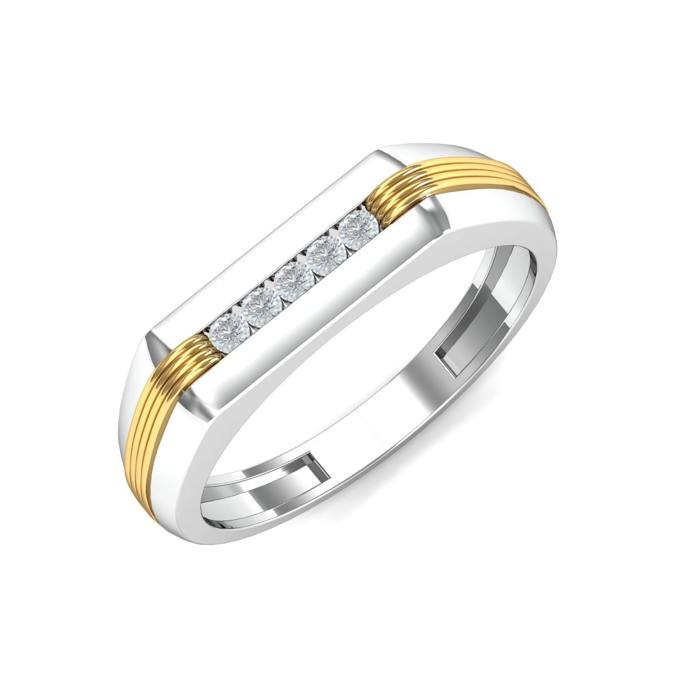 White Gold Jack 5-Stone Men's Ring