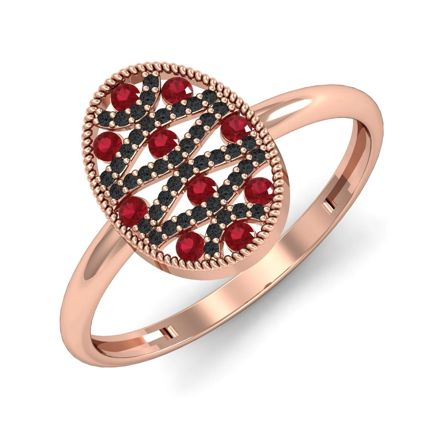 Rose Gold Black Diamond & Ruby Ring