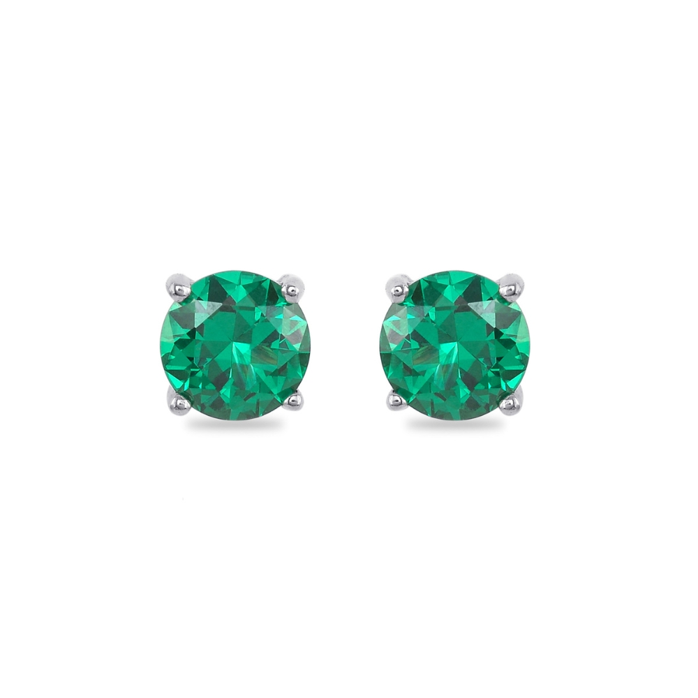 Silver Emerald Glow Diamond Studs